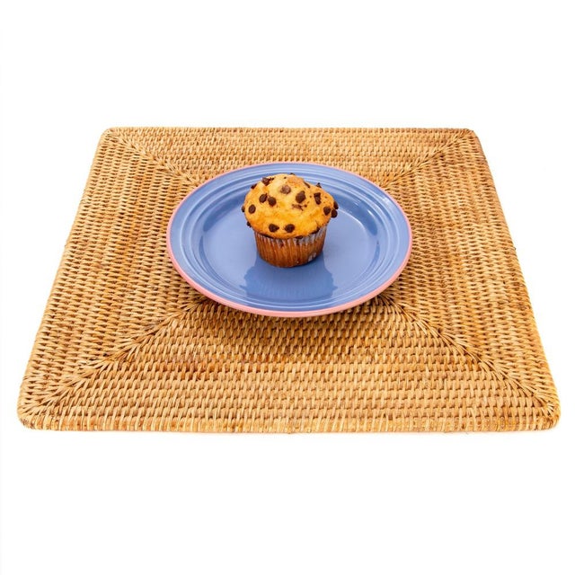 Artifacts Rattan Square Placemat in Honey Brown - 13" | Chairish