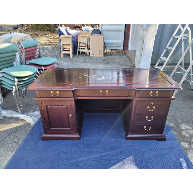 Modern Custom Built Executive Partner's Desk With Mother of Pearl Inlay ...