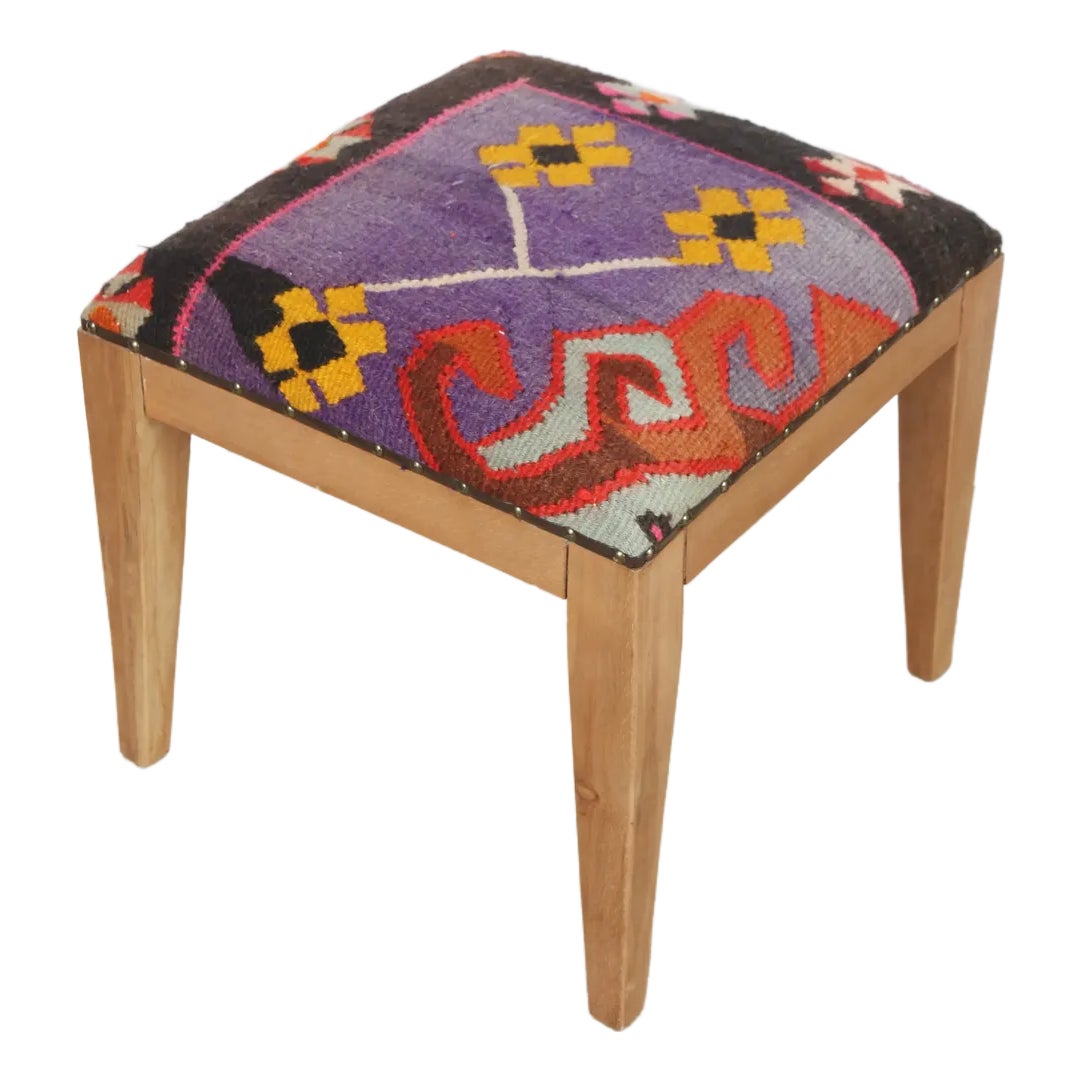 Ottoman Stool Upholstery Vintage Turkish Kilim | Chairish