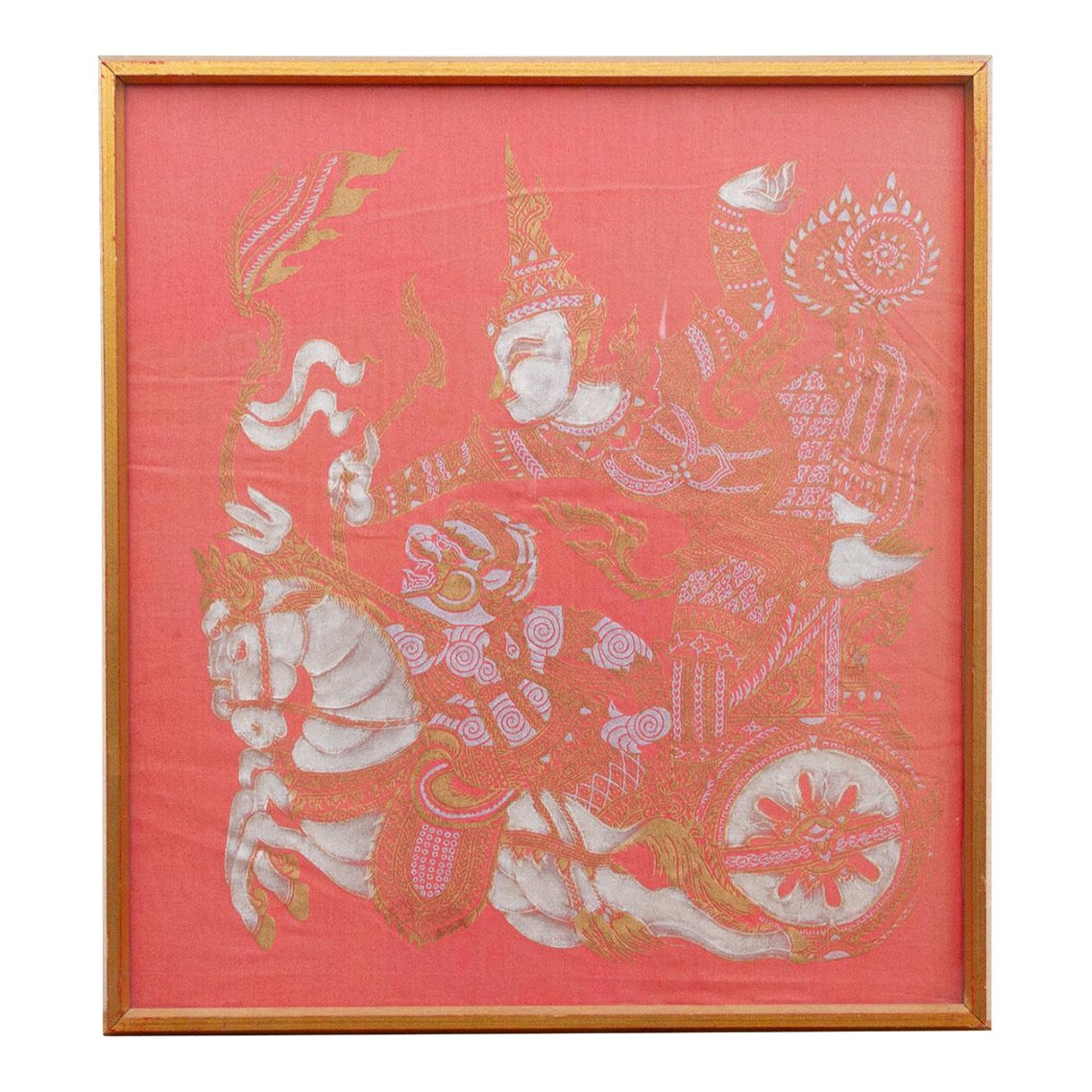 Framed Vintage Thai Temple Procession Art | Chairish