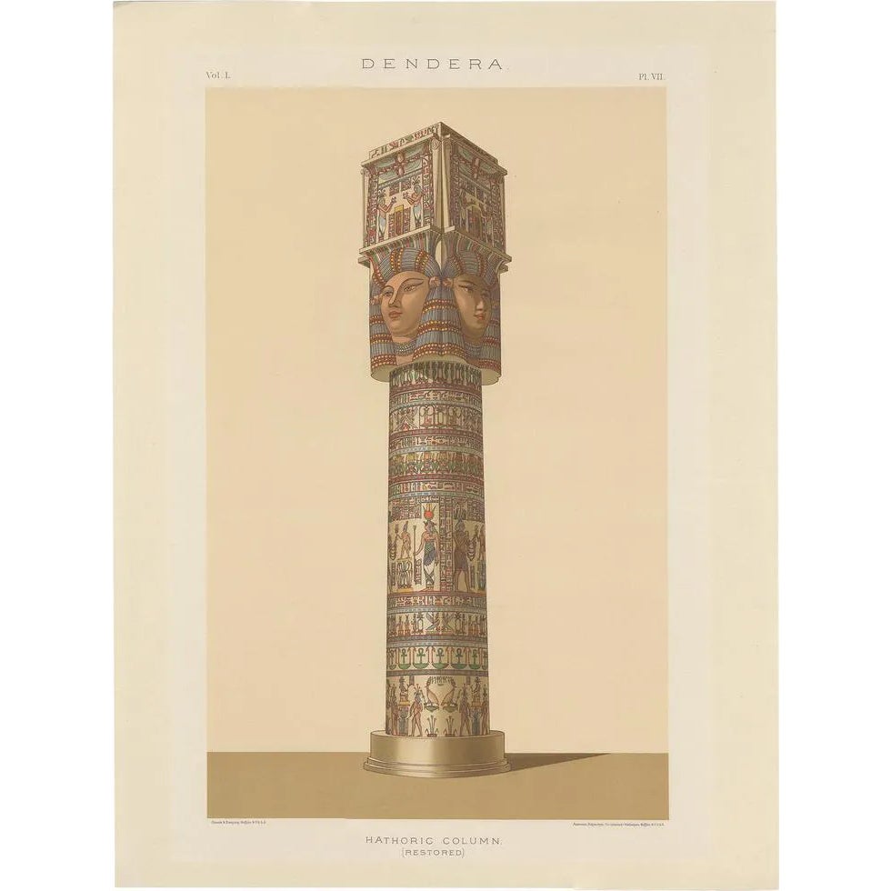 Hathoric Column of the Portico of the Temple of Dendera, 1887, Paper ...