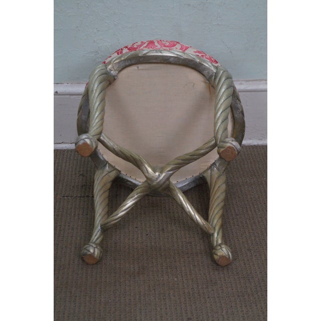 Vintage Hollywood Regency Silver Gilt Round Ottoman or Stool | Chairish