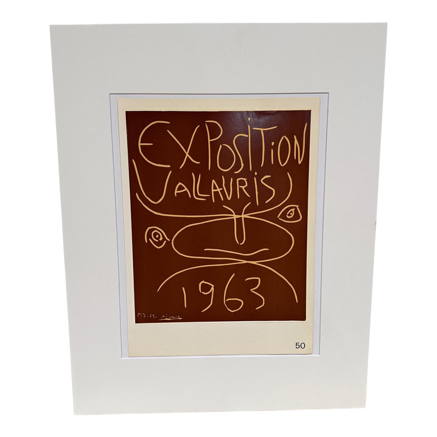 1963 Pablo Picasso Exposition Vallauris Poster Linocut | Chairish