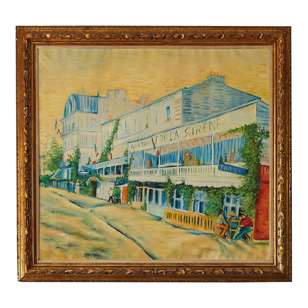 Large Impressionist Oil Painting of a French Street Scene | Chairish