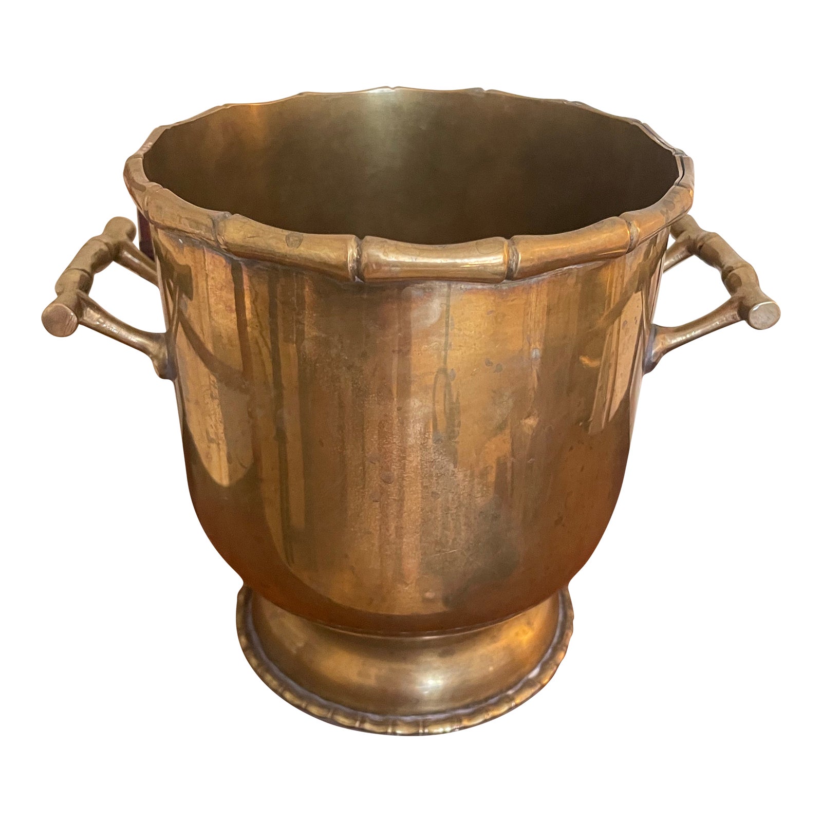Brass Faux Bamboo Ice Bucket | Chairish