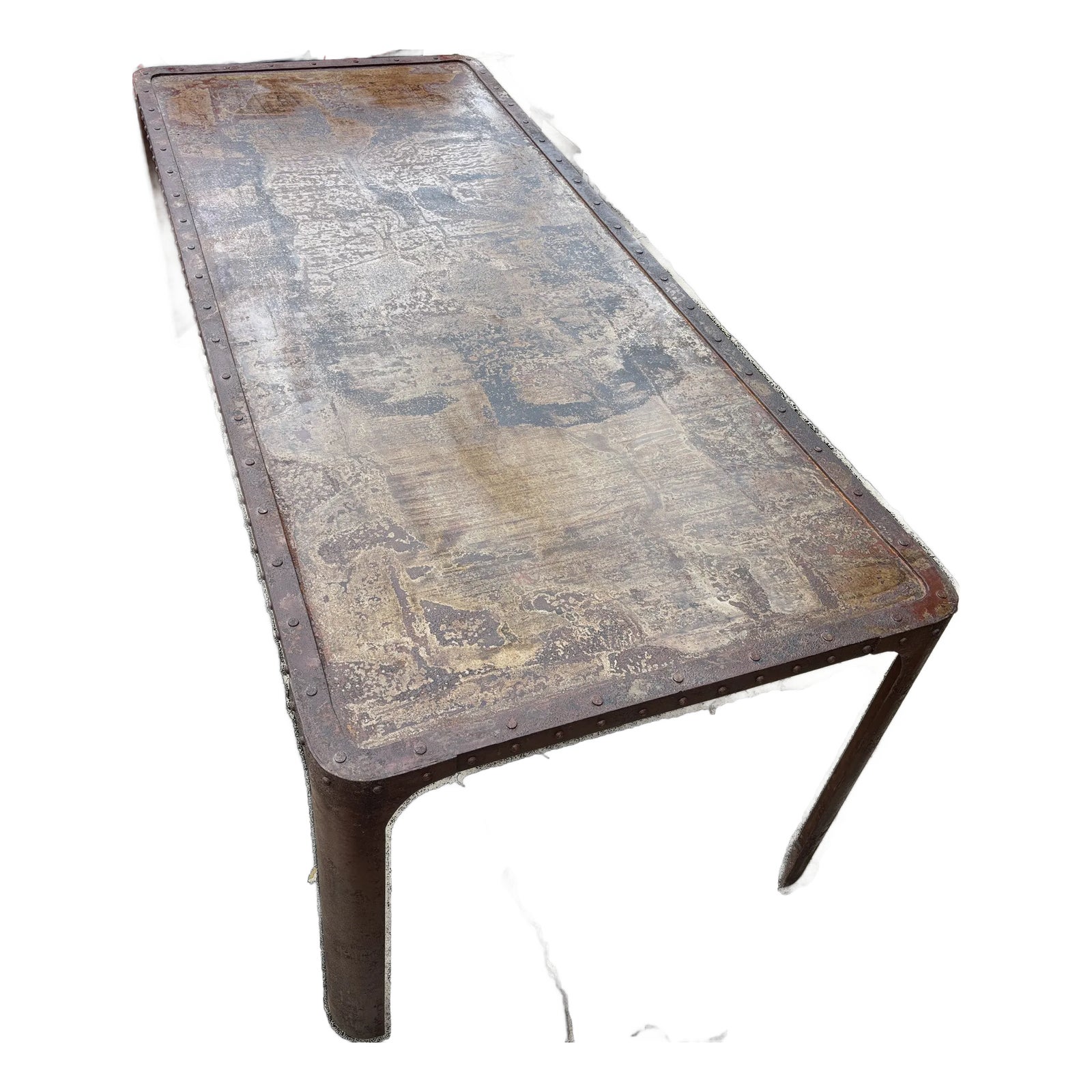 Industrial Water Tank Table With Acid Etched Finish | Chairish