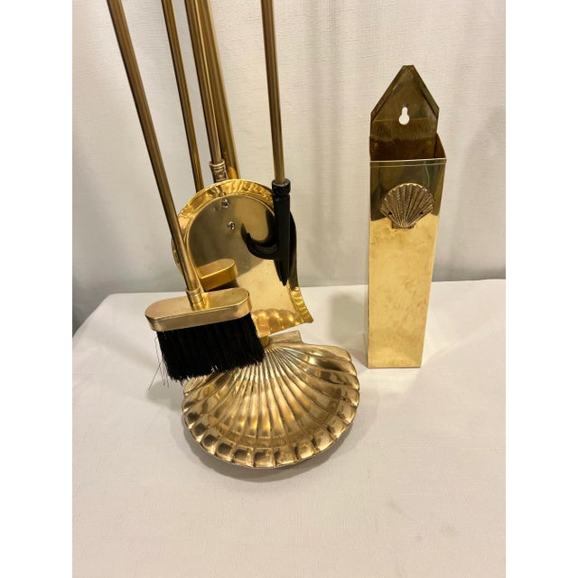 Late 20th Century Vintage Hollywood Regency Polished Brass Clamshell ...