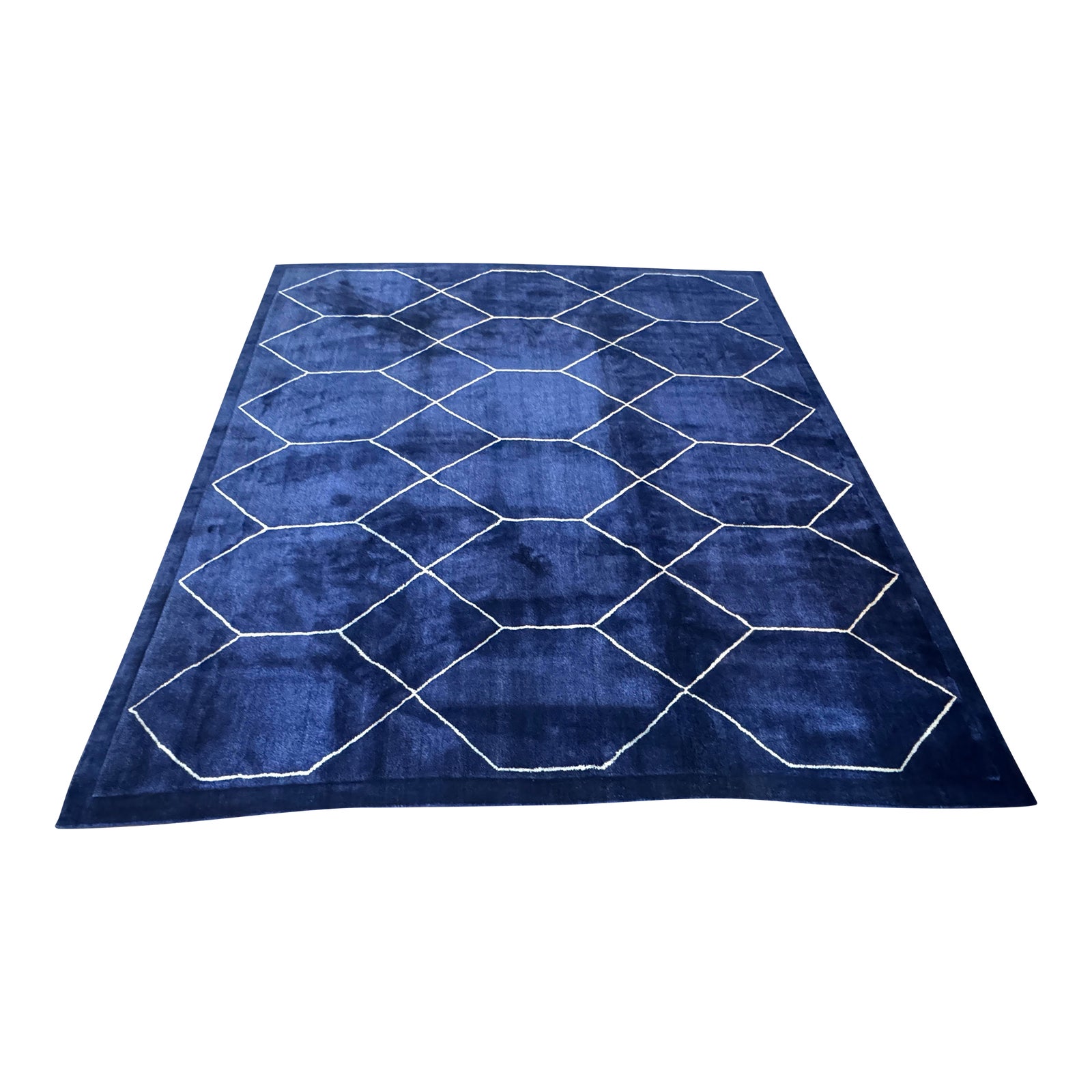 Blue Custom Mohair Area Rug | Chairish