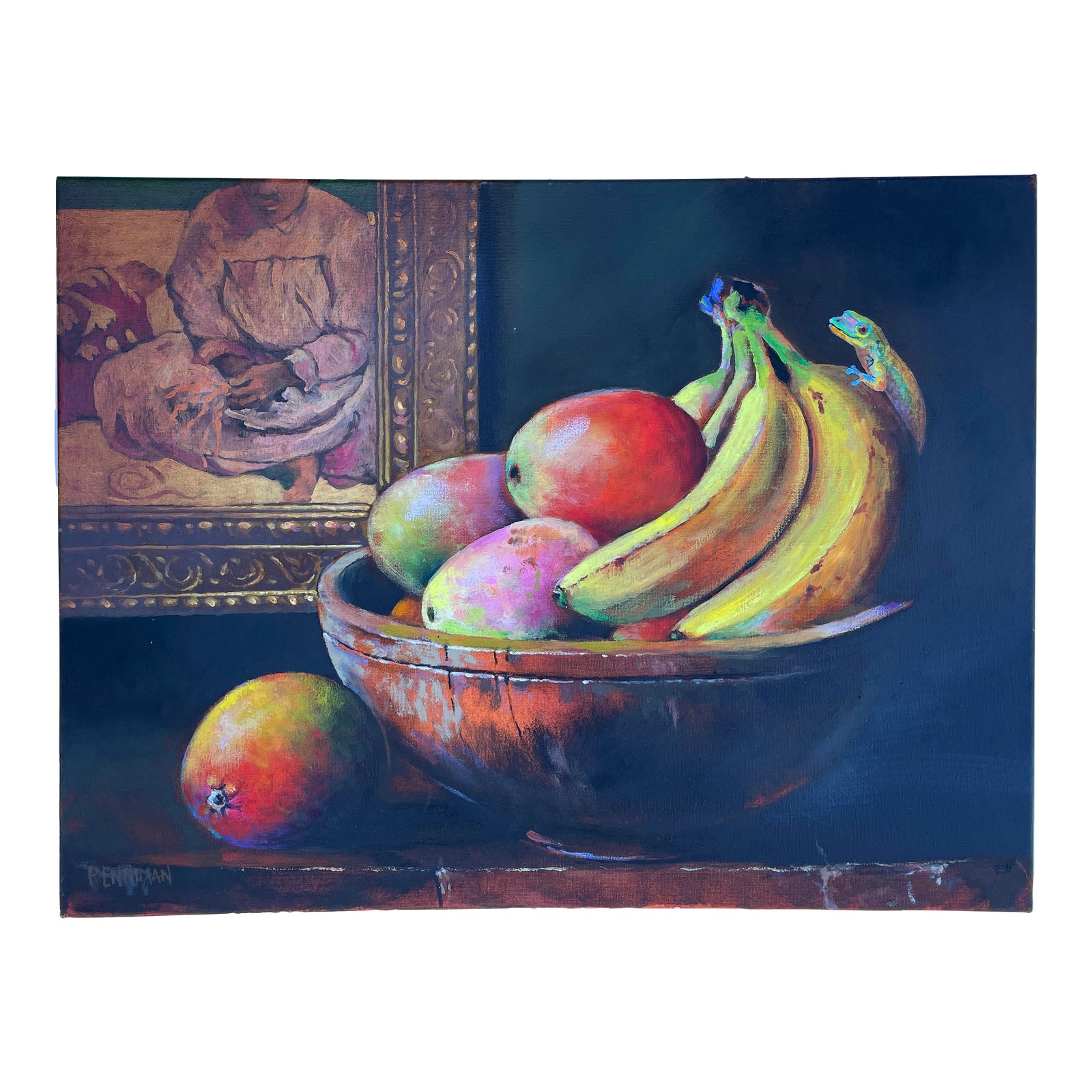 2024 “Gecko and Mangos” Oil on Canvas by Ed Penniman | Chairish
