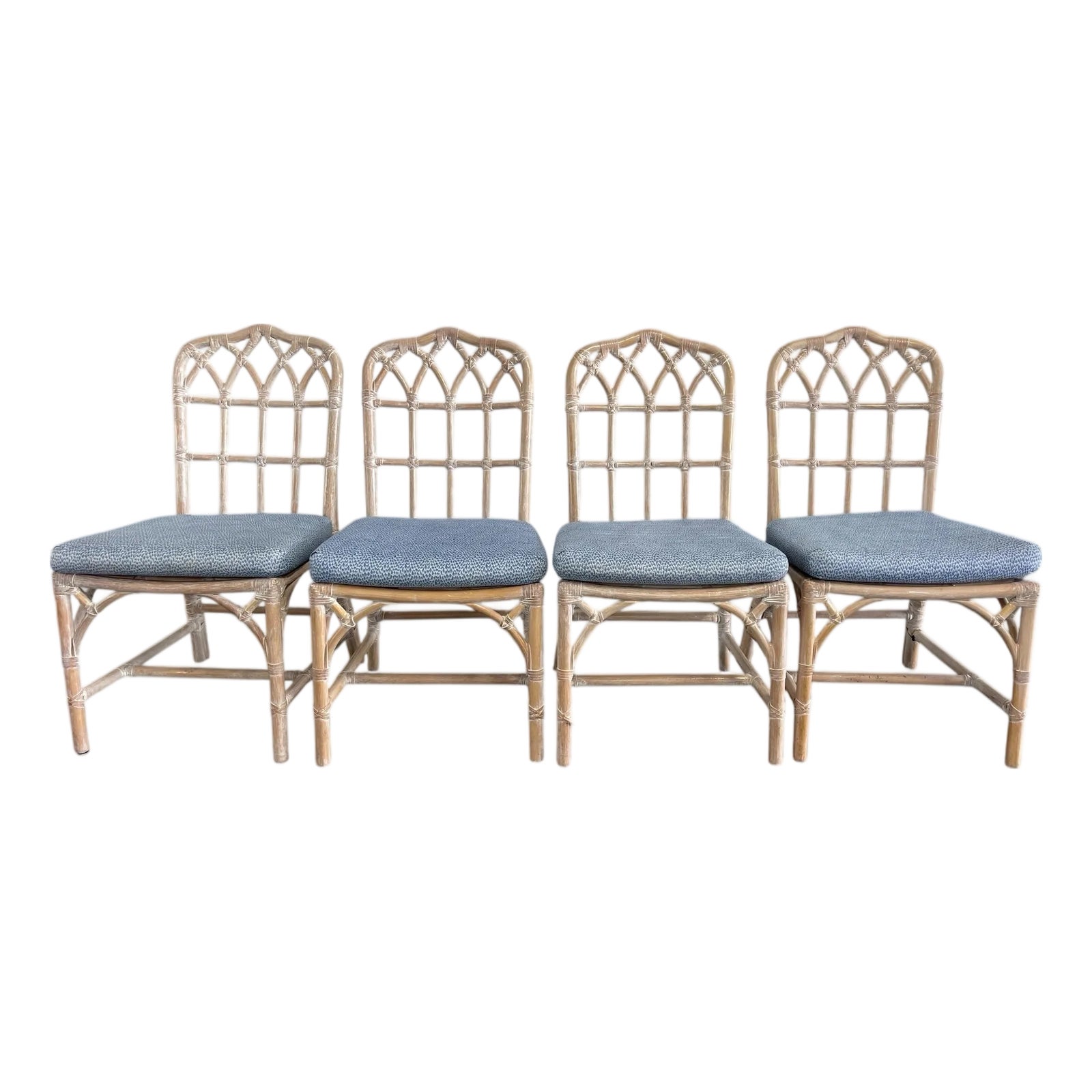 Vintage Cathedral Back Rattan Dining Chairs, Set of Four, PTMC ...