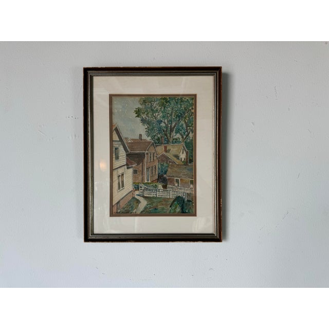 1920's Vintage Irwin Rosen Village Landscape Watercolor Painting ...