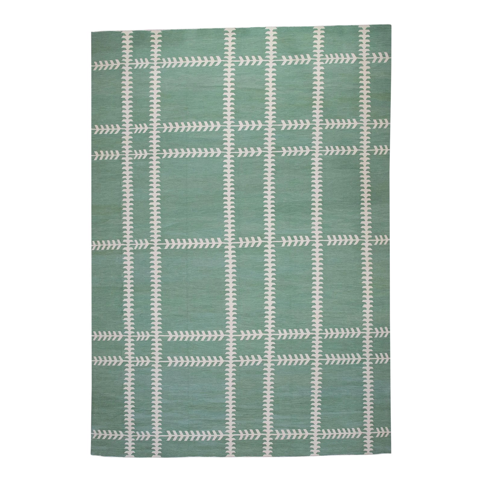 Green Geometric Design Handmade Modern Kilim Rug 5' X 7' | Chairish