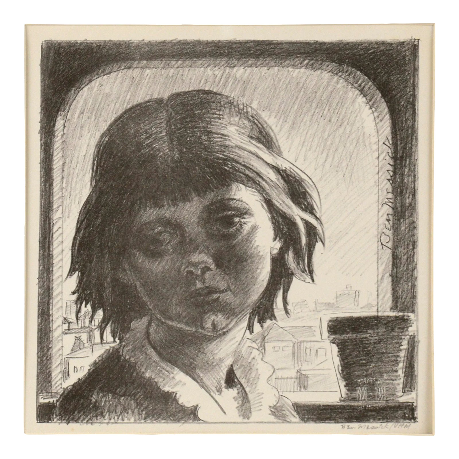Young Girl by the Window, Mid-Century Portrait by Ben Messick | Chairish