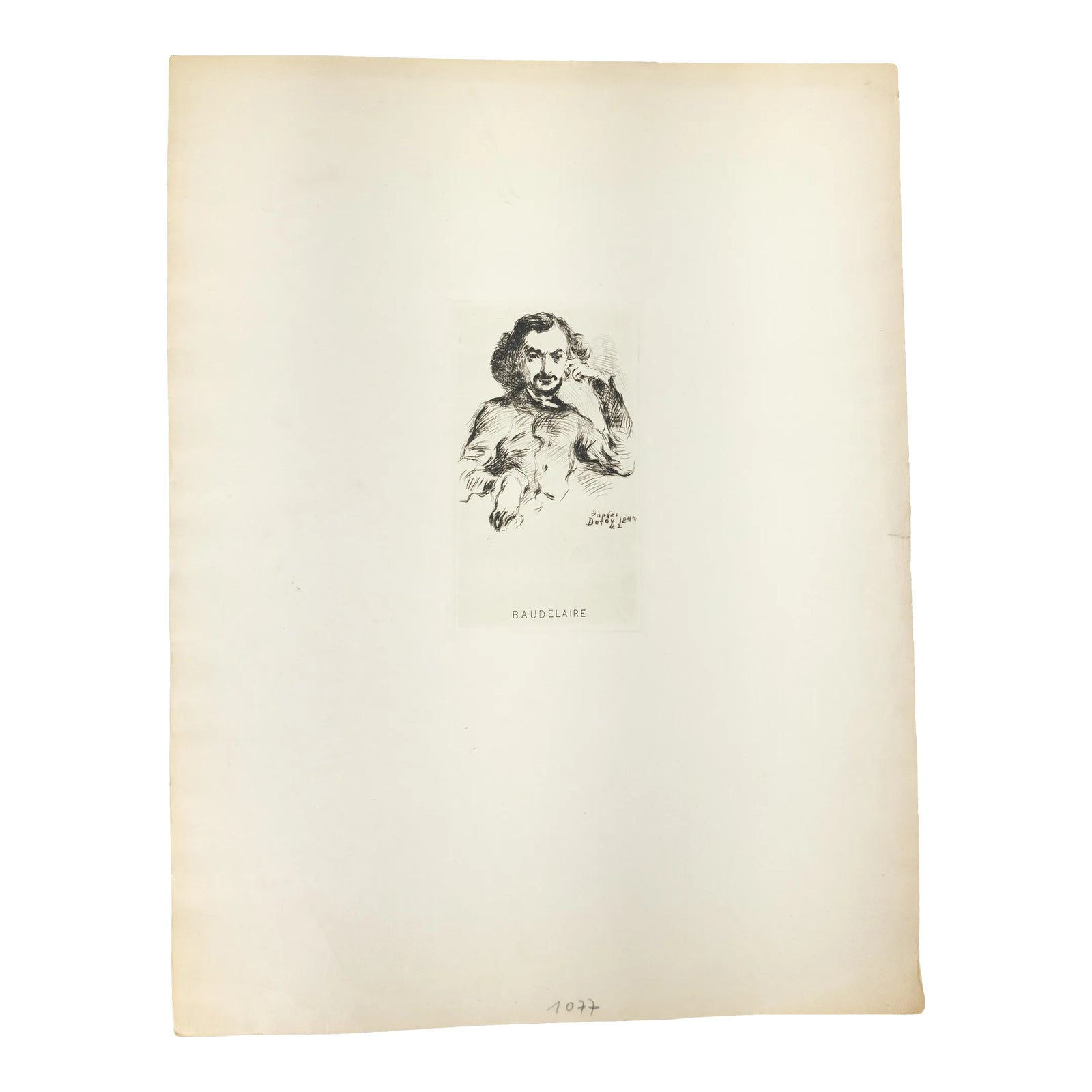 Early 20th Century Engraving Etching Print of Baudelaire After Emile ...