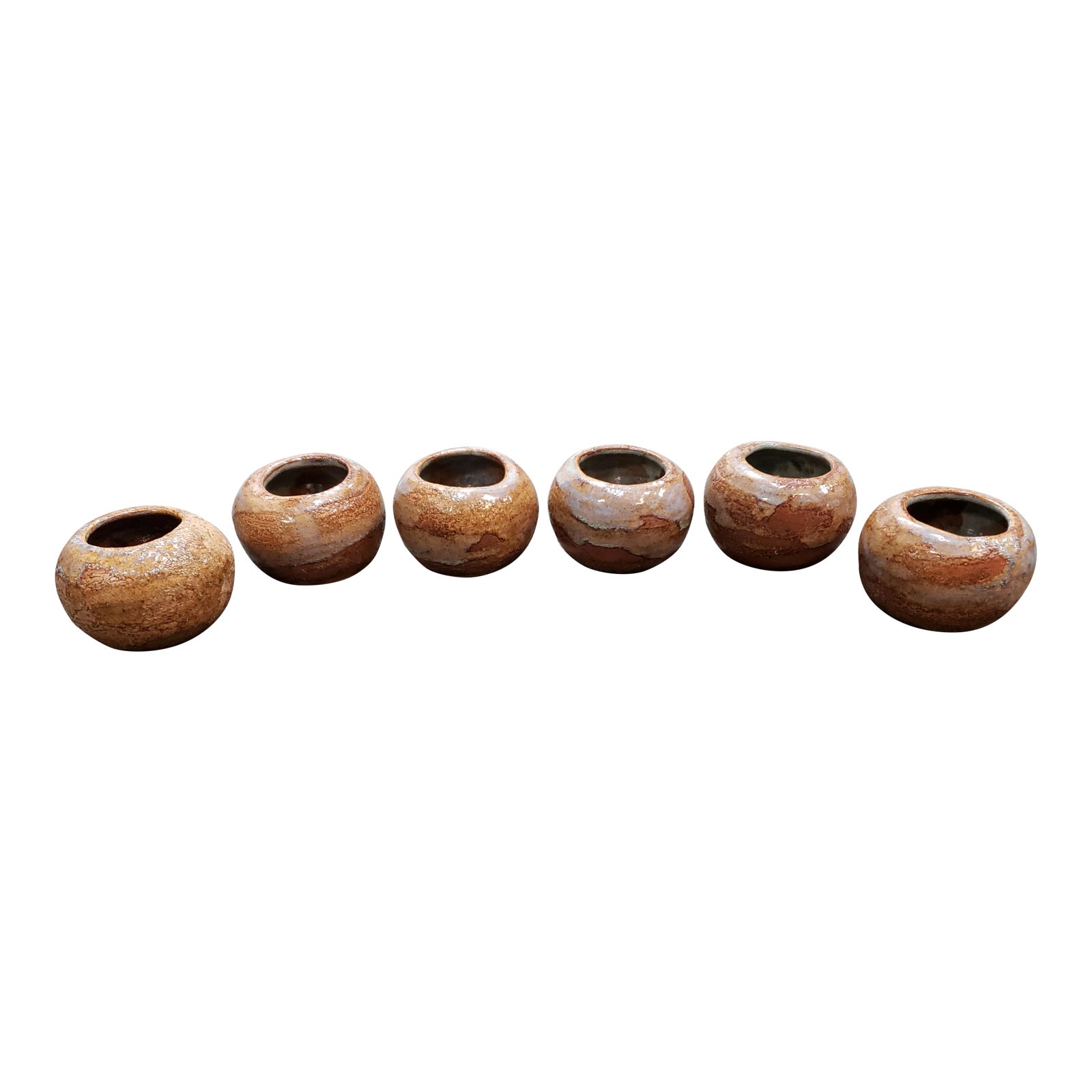 Mid 20th Century Japanese Bizen Ware Rotund Drinking Vessels - Set of 6 ...