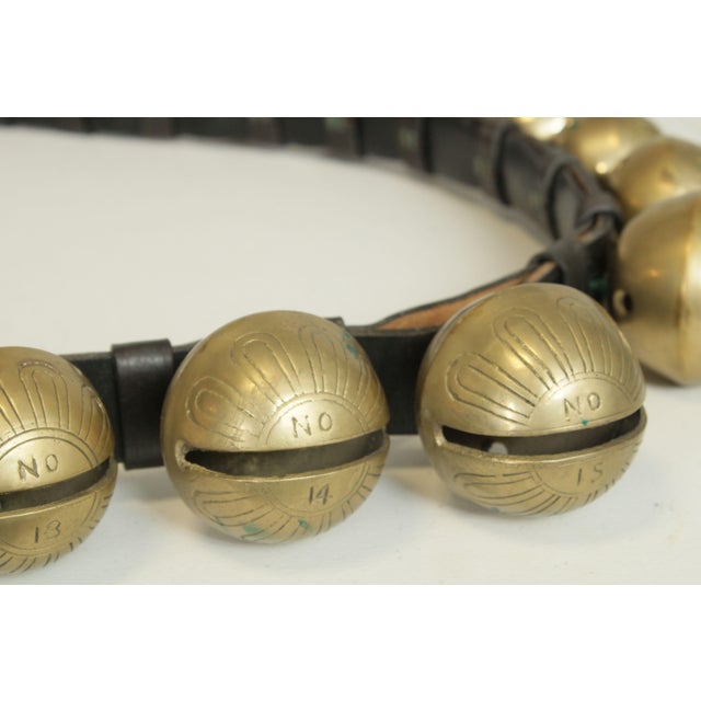 Vintage Strand of 29 Double Graduated Brass Sleigh Bells | Chairish