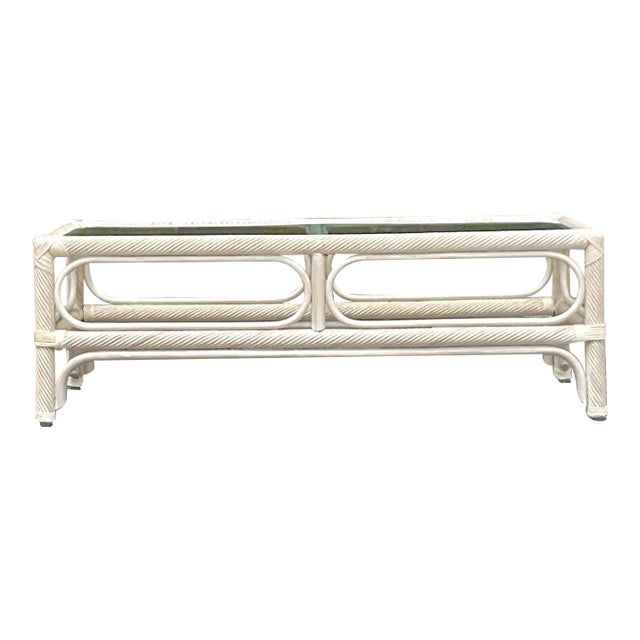 Vintage Coastal Cerused Pencil Reed Coffee Table | Chairish