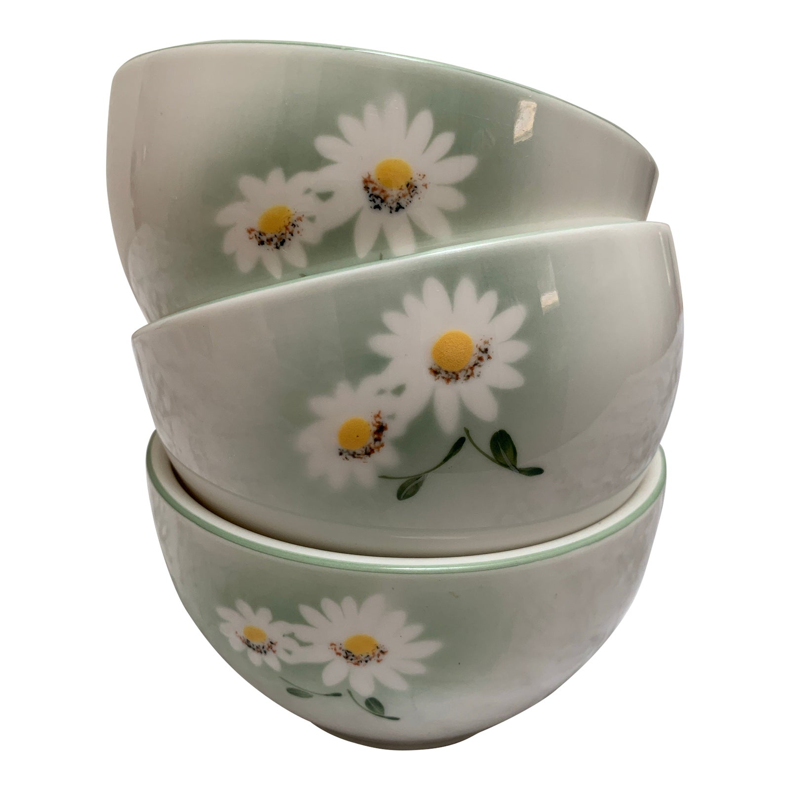 Vintage Japanese Petite Daisy Bowls, Set of Three | Chairish