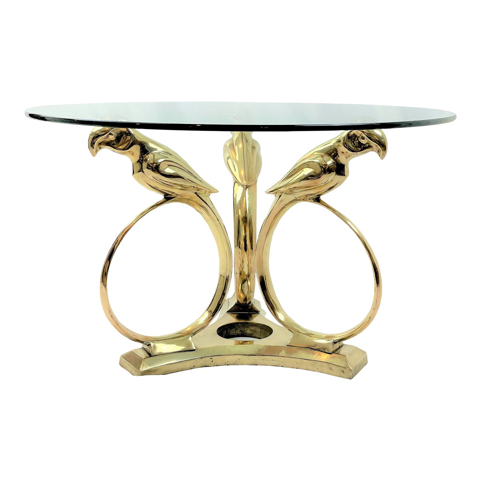 Mid-Century Hollywood Regency Solid Brass Parrot Coffee Table Attr ...