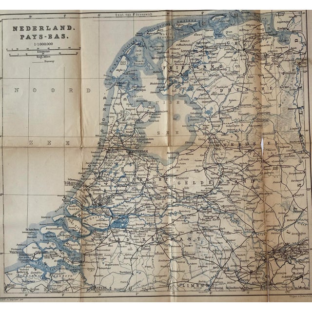 Antique Map of Netherlands | Chairish