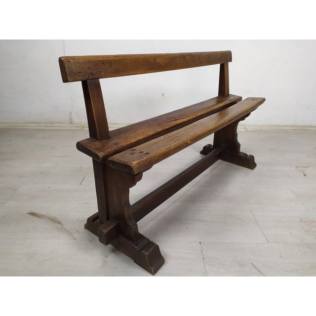 Vintage Rustic Oak Bench | Chairish