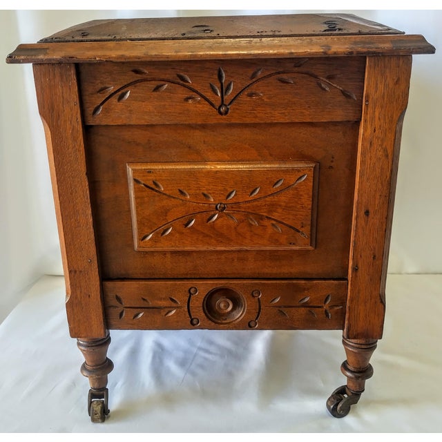 Antique Wooden Commode on Wheels | Chairish
