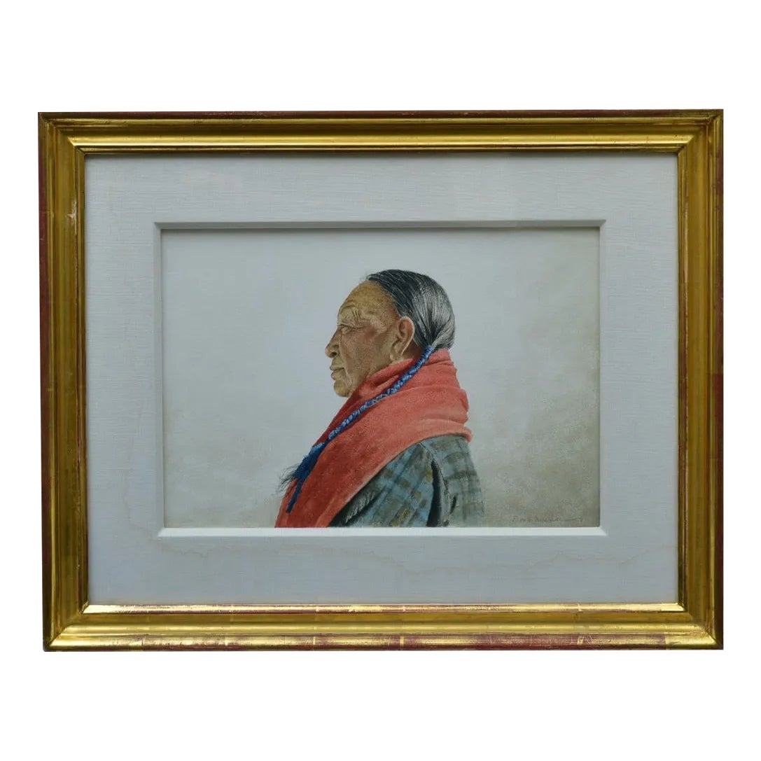 Doug Brega Watercolor Portrait Painting on Paper, Native Elder, Circa ...