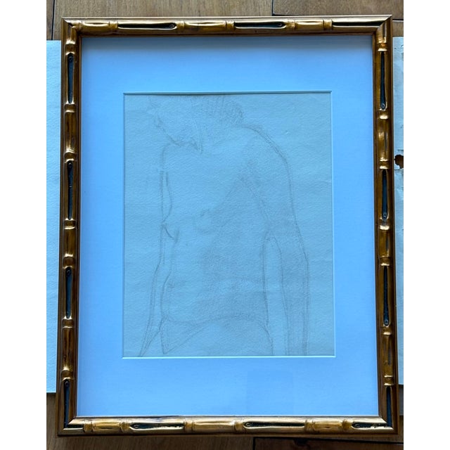 Mid-Century Femme Nue Nude Female Figure Drawing in Graphite, Framed ...