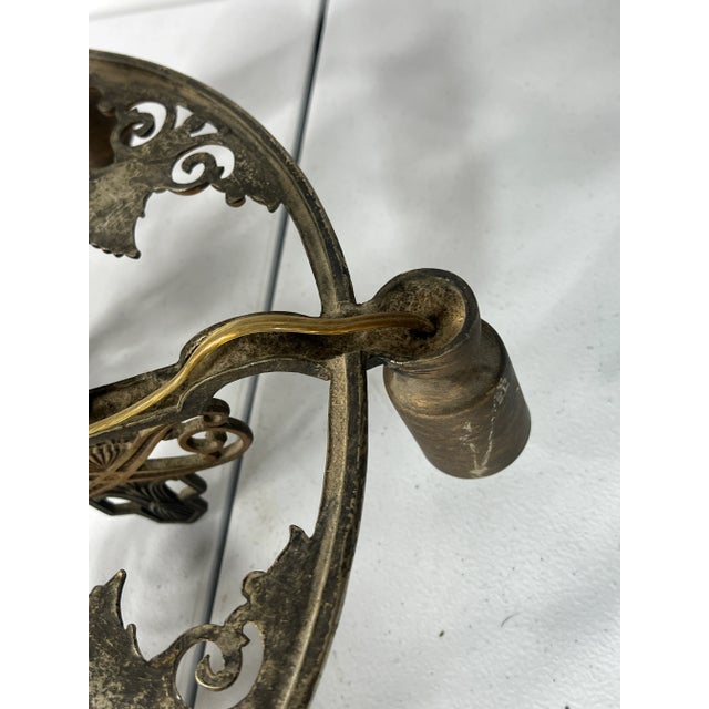 Ornate Art Deco 5 Socket Cast Aluminum Chandelier | Chairish