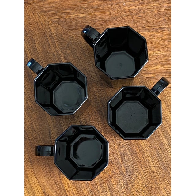 Arcoroc Black French Octagonal Glass Mugs, Set of 4 (France) | Chairish