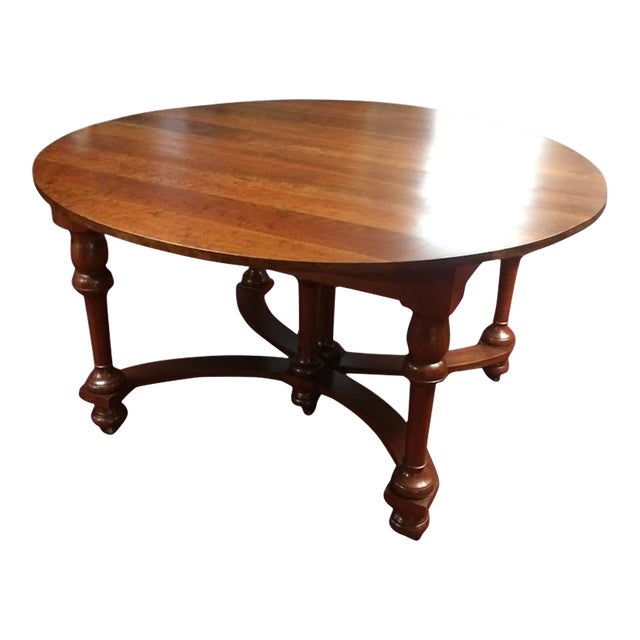 Vintage Dining Table, Round Table, Cherry Dining Table | Chairish