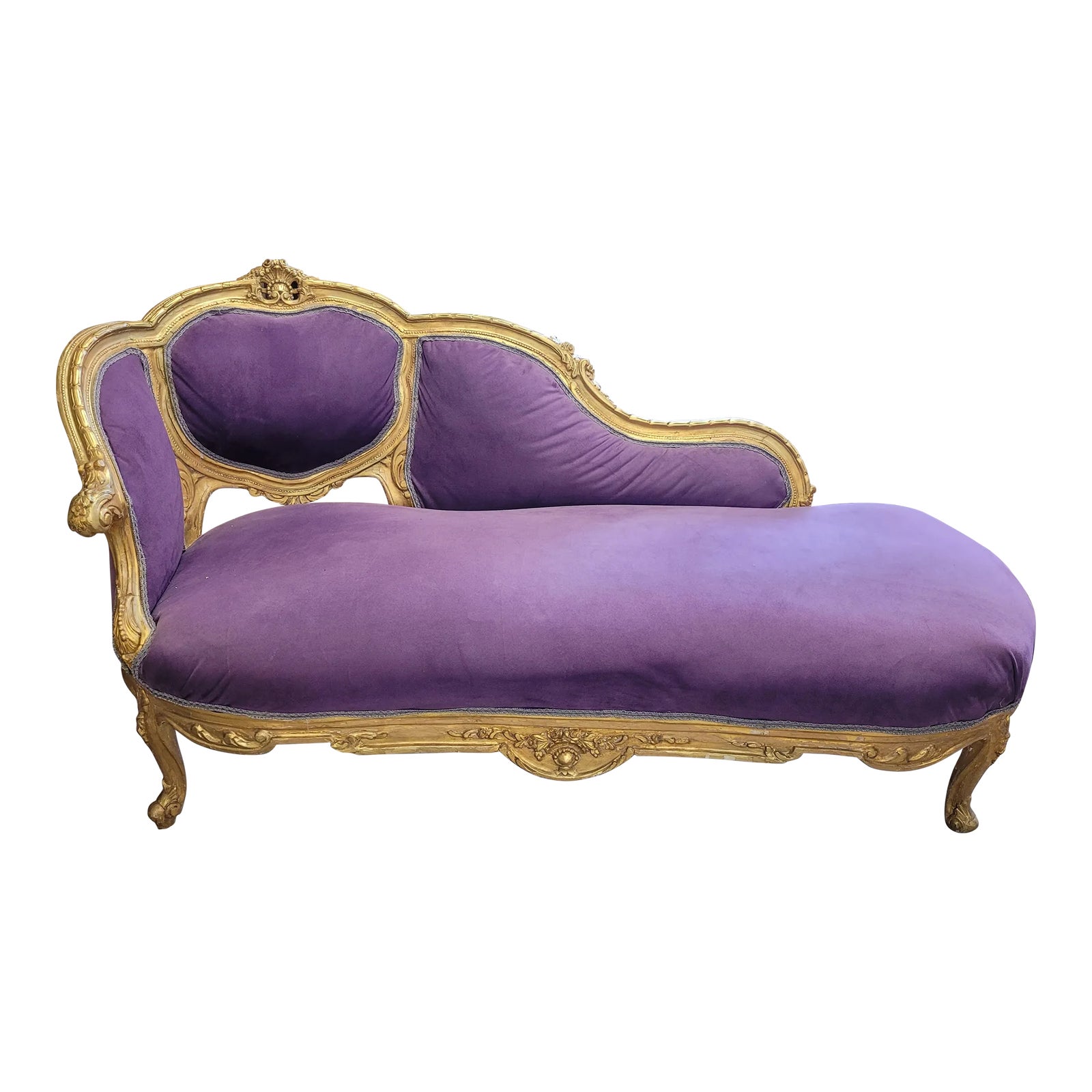 Early 20th Century Neoclassical Gilt Wood French Recamier Sofa | Chairish