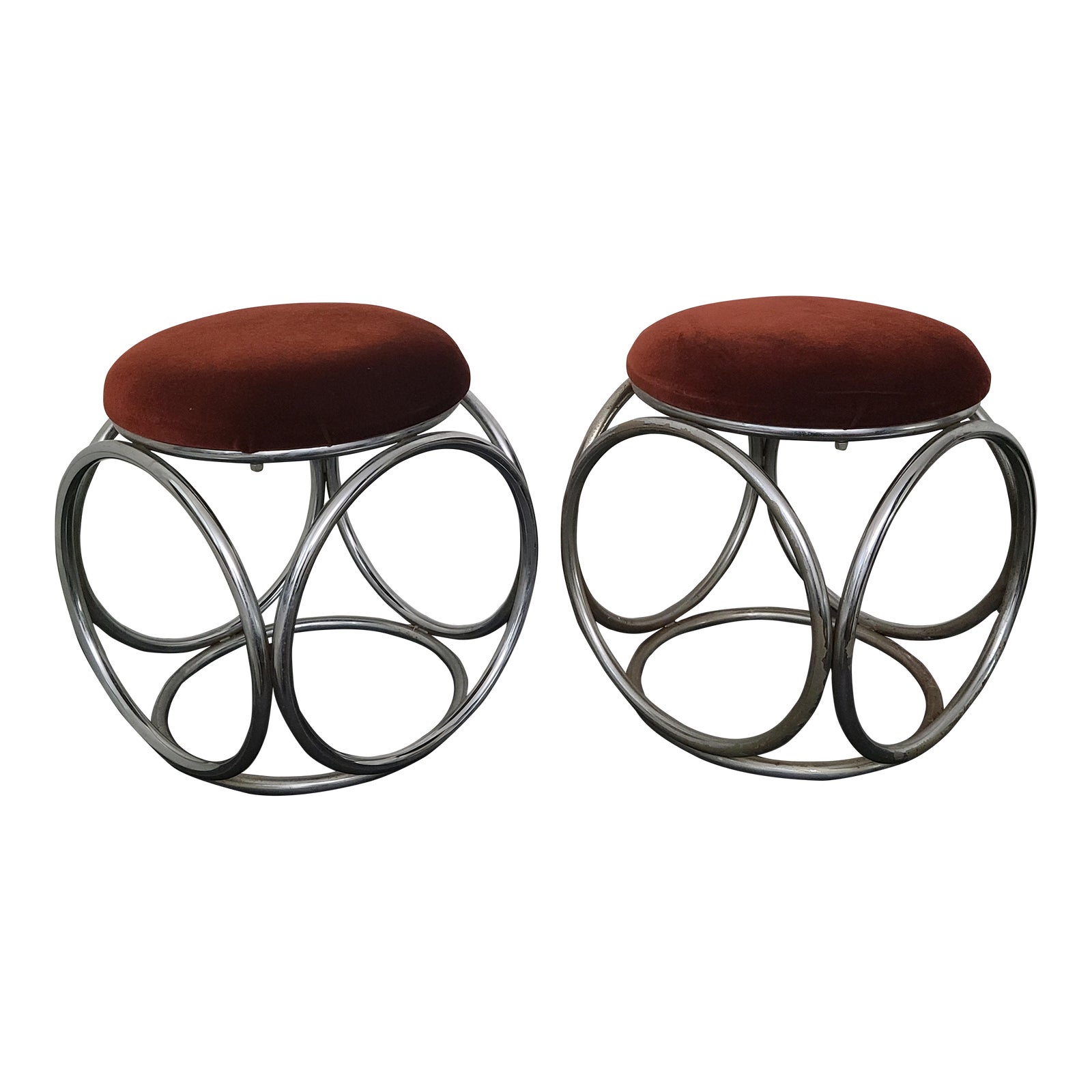 Chromed Tubular Steel Stools Jean-Pierre Laporte Attributed, 1970s - a ...