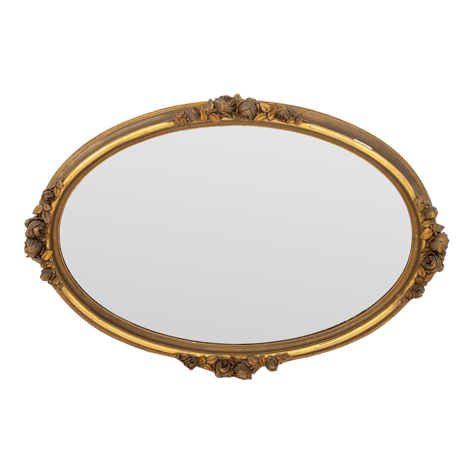 Early 20th Century Gilded Age Gilt Composition Oval Beveled Mirror ...