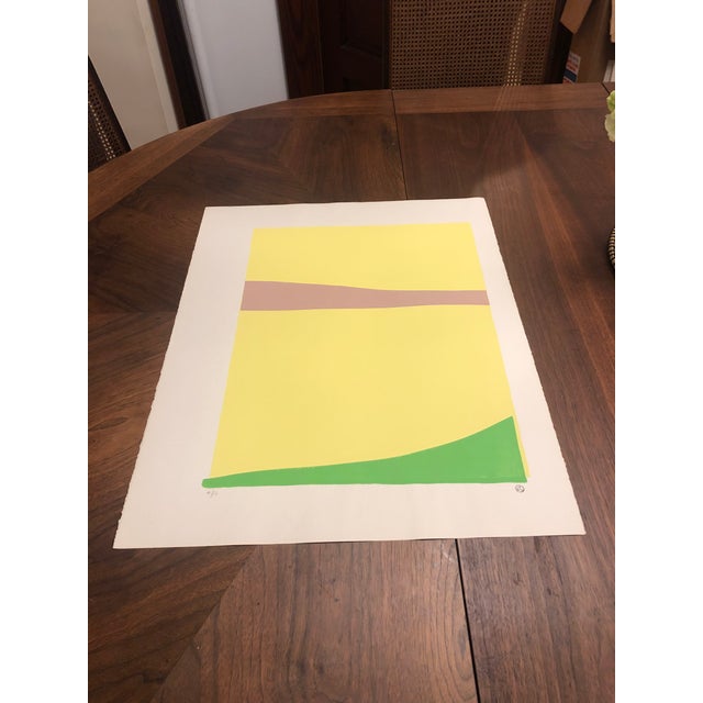 Minimalist Yellow, Green & Taupe Hand Painted Serigraph 4/10 by ...