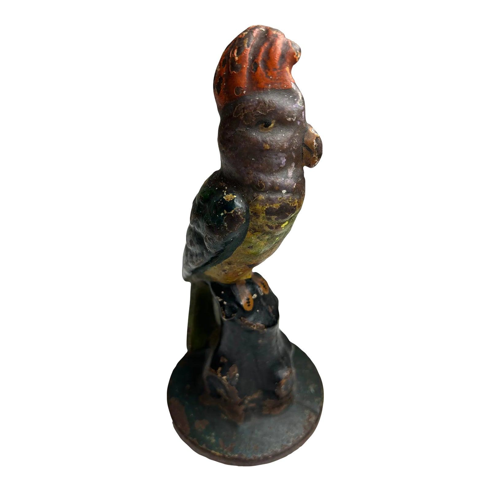 Antique 1920's Cast Iron Parrot Doorstop | Chairish