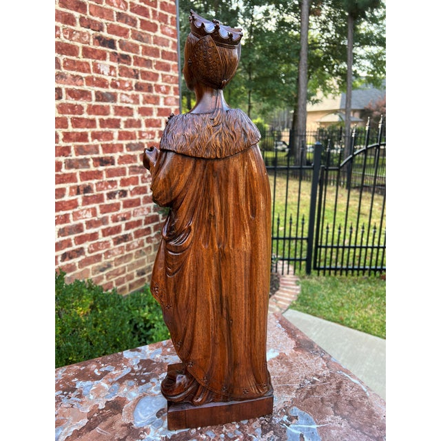 Antique French Statue Figure Sculpture Queen Lady With Crown Medieval ...