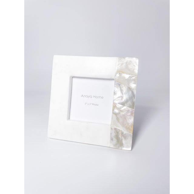 Mother of Pearl & White Marble Picture Frame | Chairish