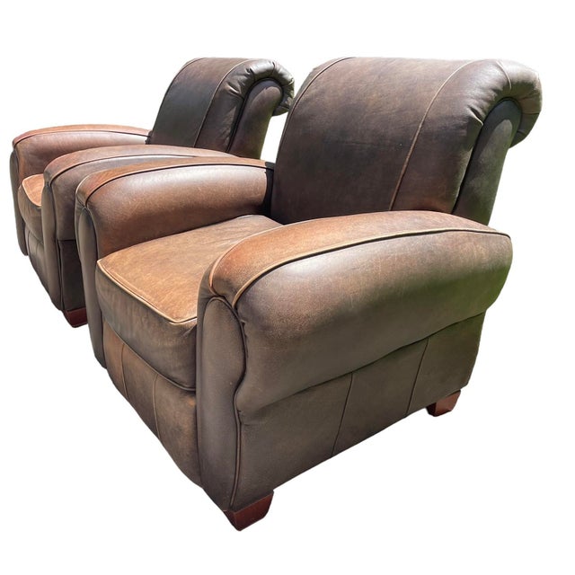 Late 20th Century Klaussner Leather Deep Seat Large Brown Leather ...