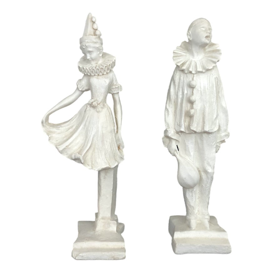 Art Deco Sculptures of Pierrot and Columbine in Salt Stone, 1960s ...