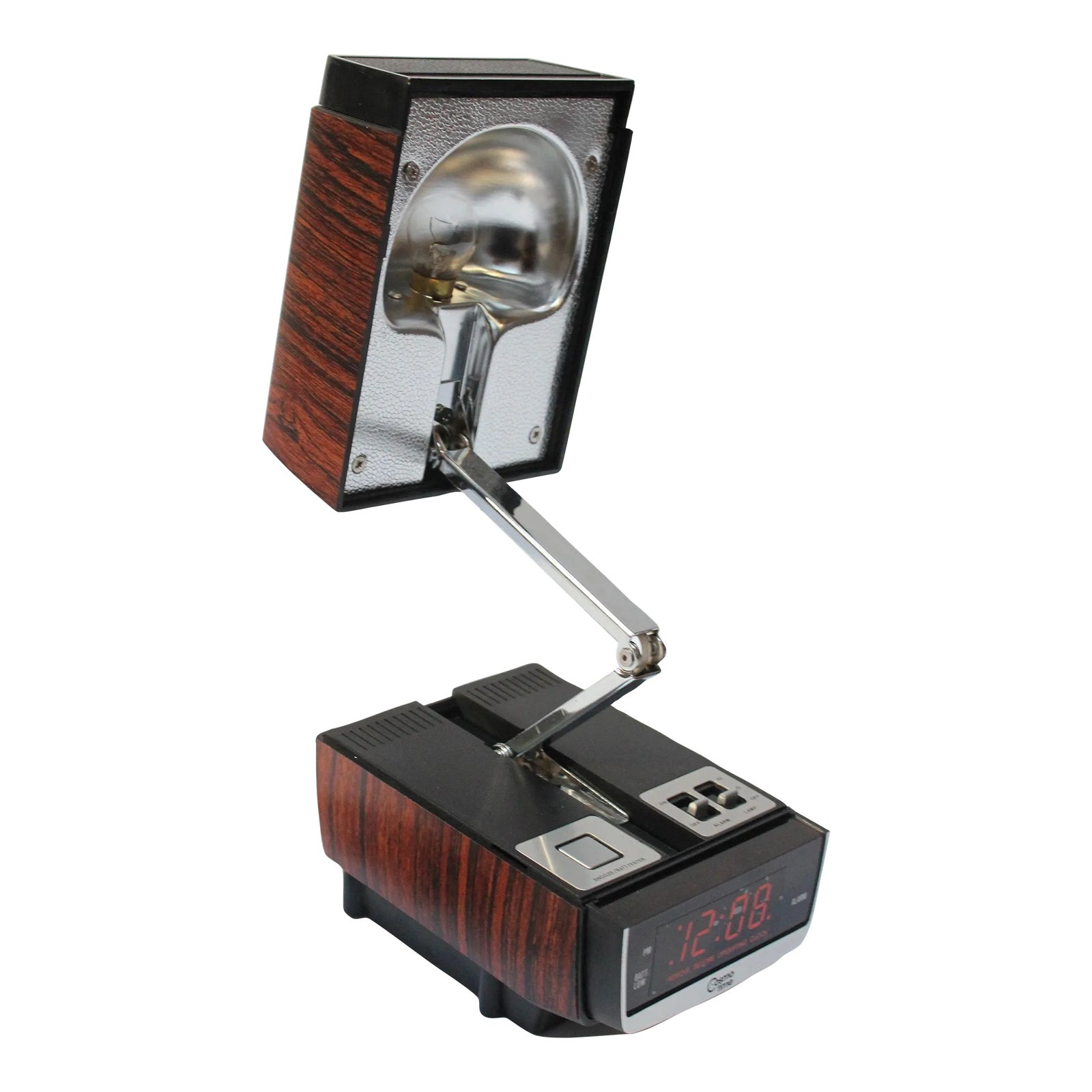 Vintage Collapsible Articulating Alarm Clock Lamp by Cosmo Time | Chairish