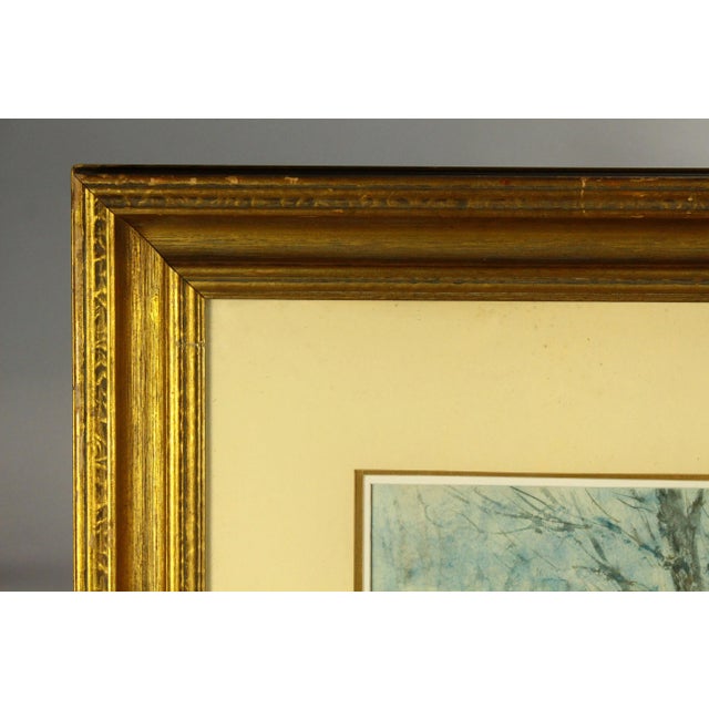 Vintage Stanley Dudek Framed American Watercolor Painting of a Winter ...