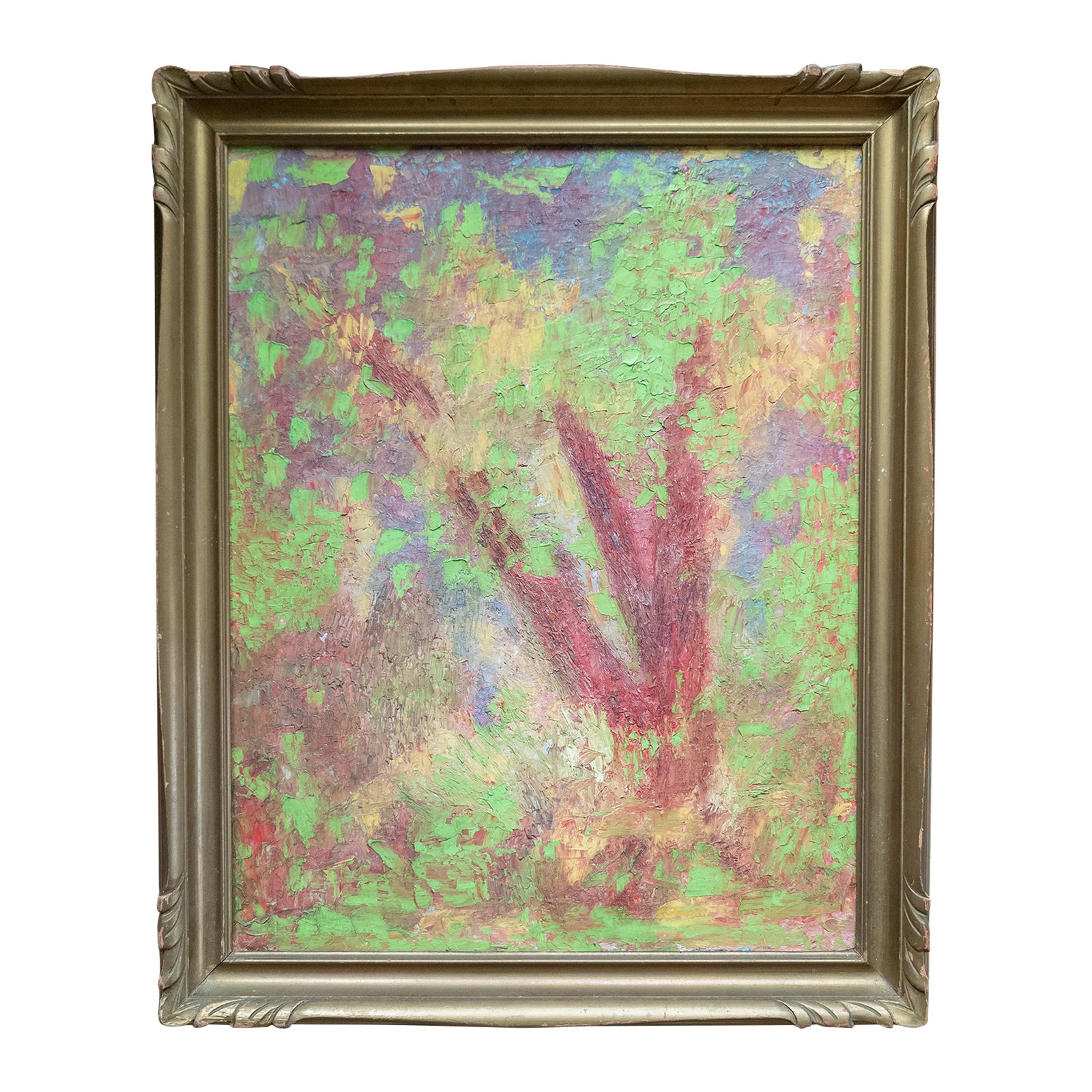 Mid-Century Modern Abstract Expressionist Bright Neon Pastel Landscape ...
