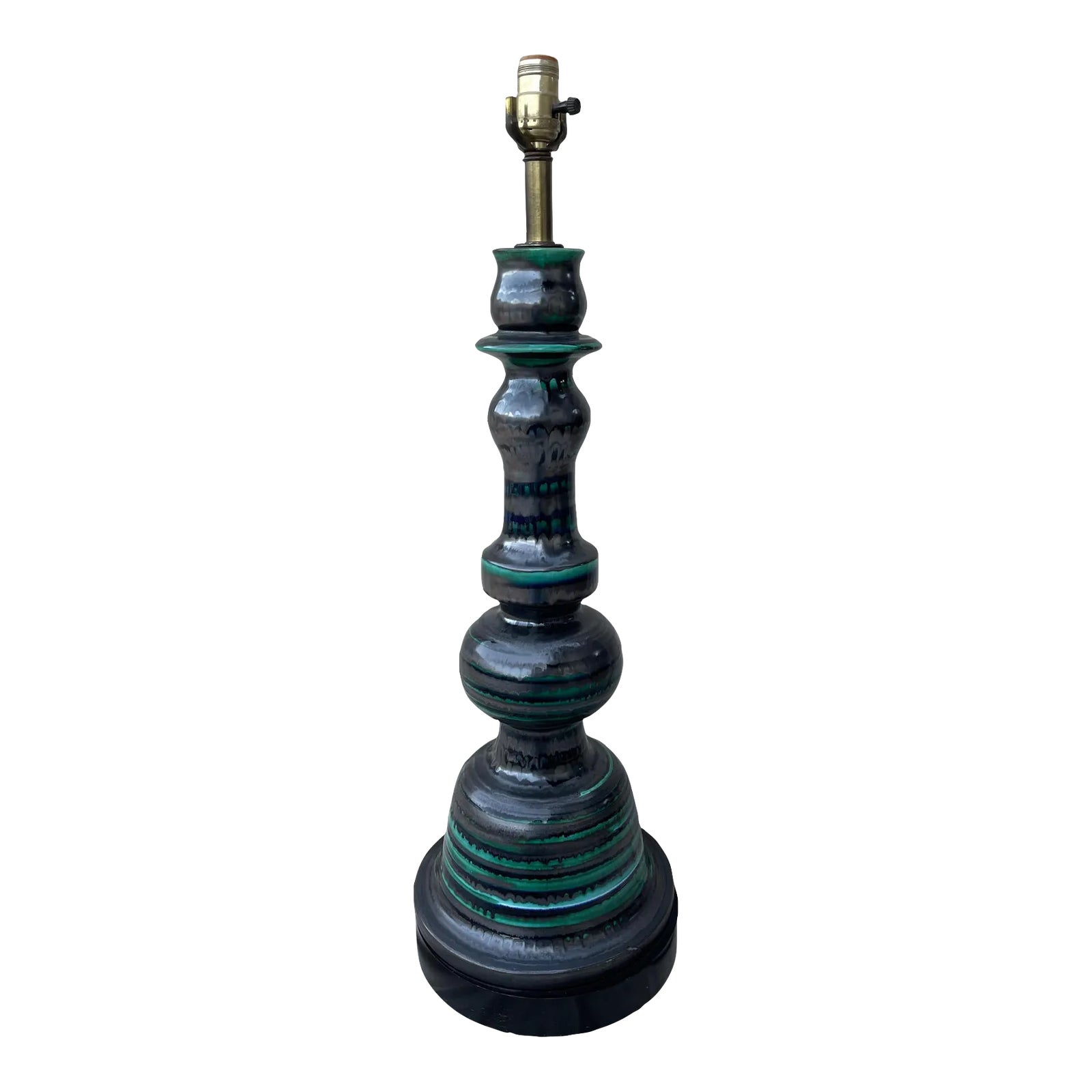 Mid-Century Modern Berger Triple Balaster Tall Gunmetal Gray Drip ...