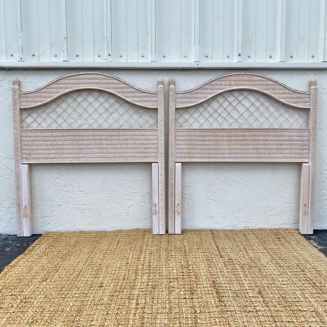 Vintage Twin Headboards by Henry Link Wicker - A Pair | Chairish