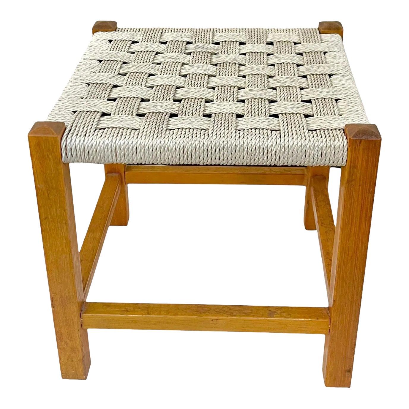 Mid 20th Century Vintage English Mid Century Synthetic Woven Rope Wood ...