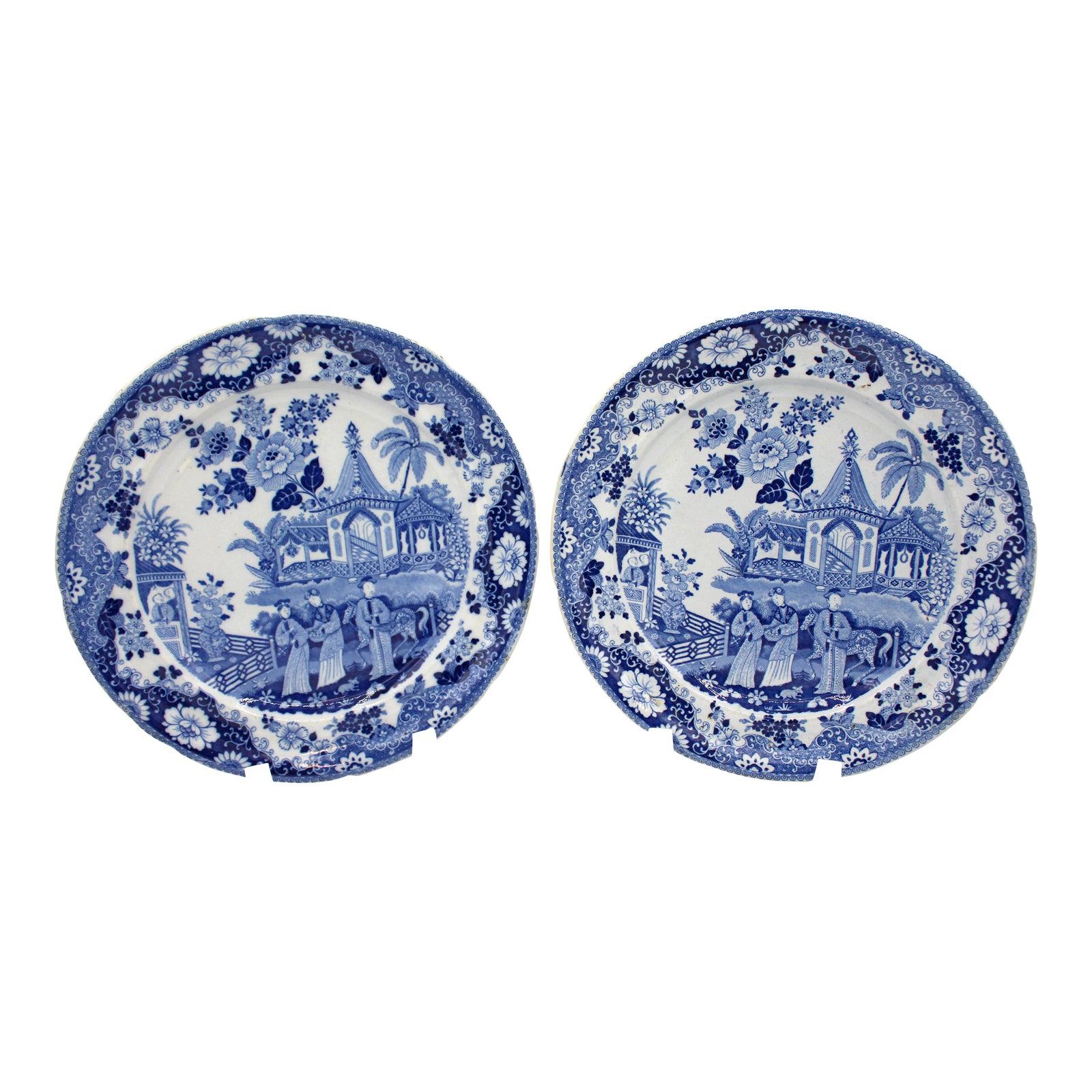 C. 1820-30 Pair of English Pearlware Plates | Chairish