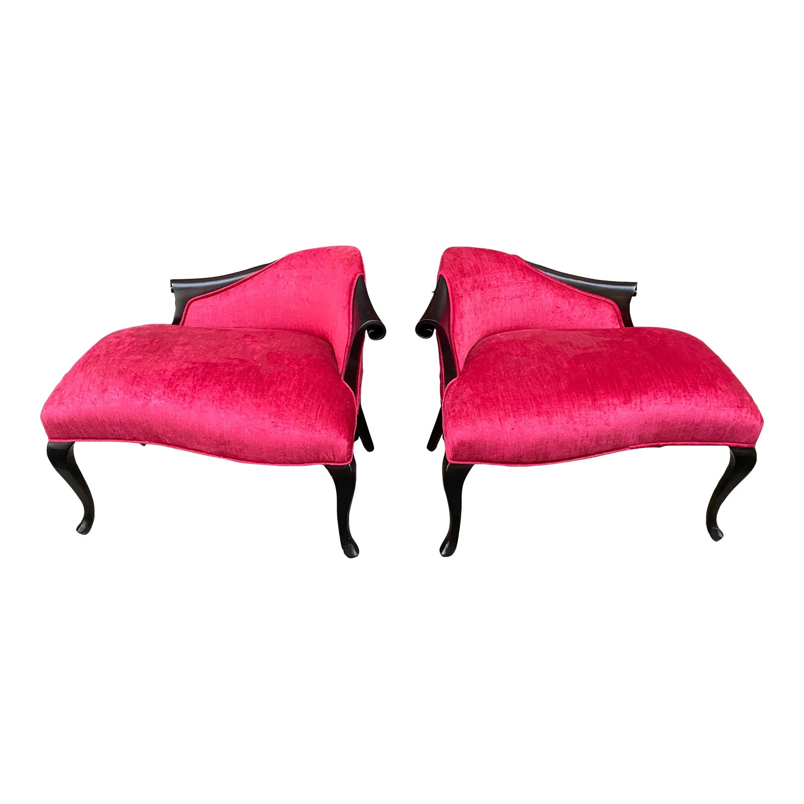 Bespoke Carla Lounge Cherry Cerise Velvet Chairs - A Pair | Chairish