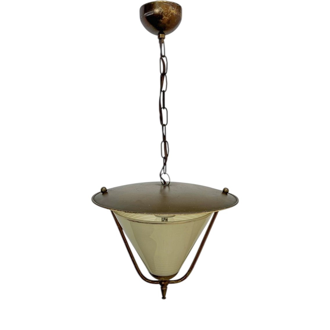 Vintage Lantern Pendant Lamp in Conical Glass, 1950s | Chairish
