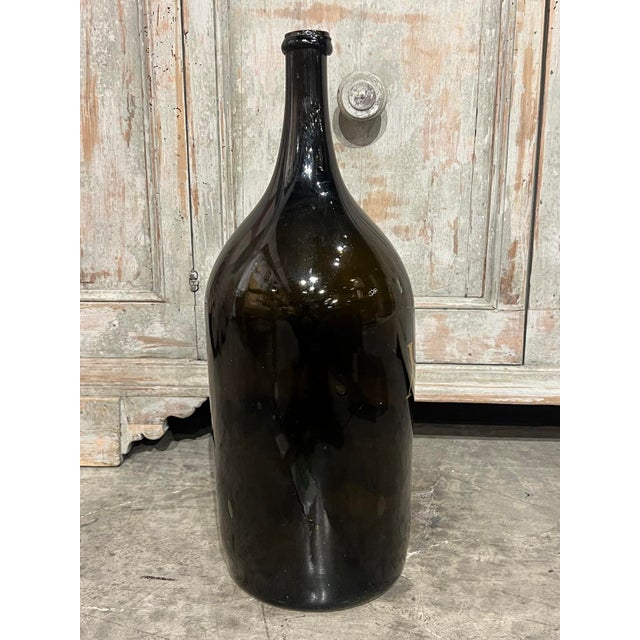 Large Antique French Hand Blown and Painted Wine Bottle, Normandy ...